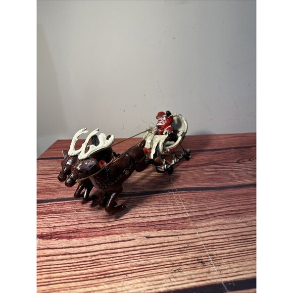Unbranded | Other | Vintage Cast Iron Santa Sleigh And Reindeer On ...